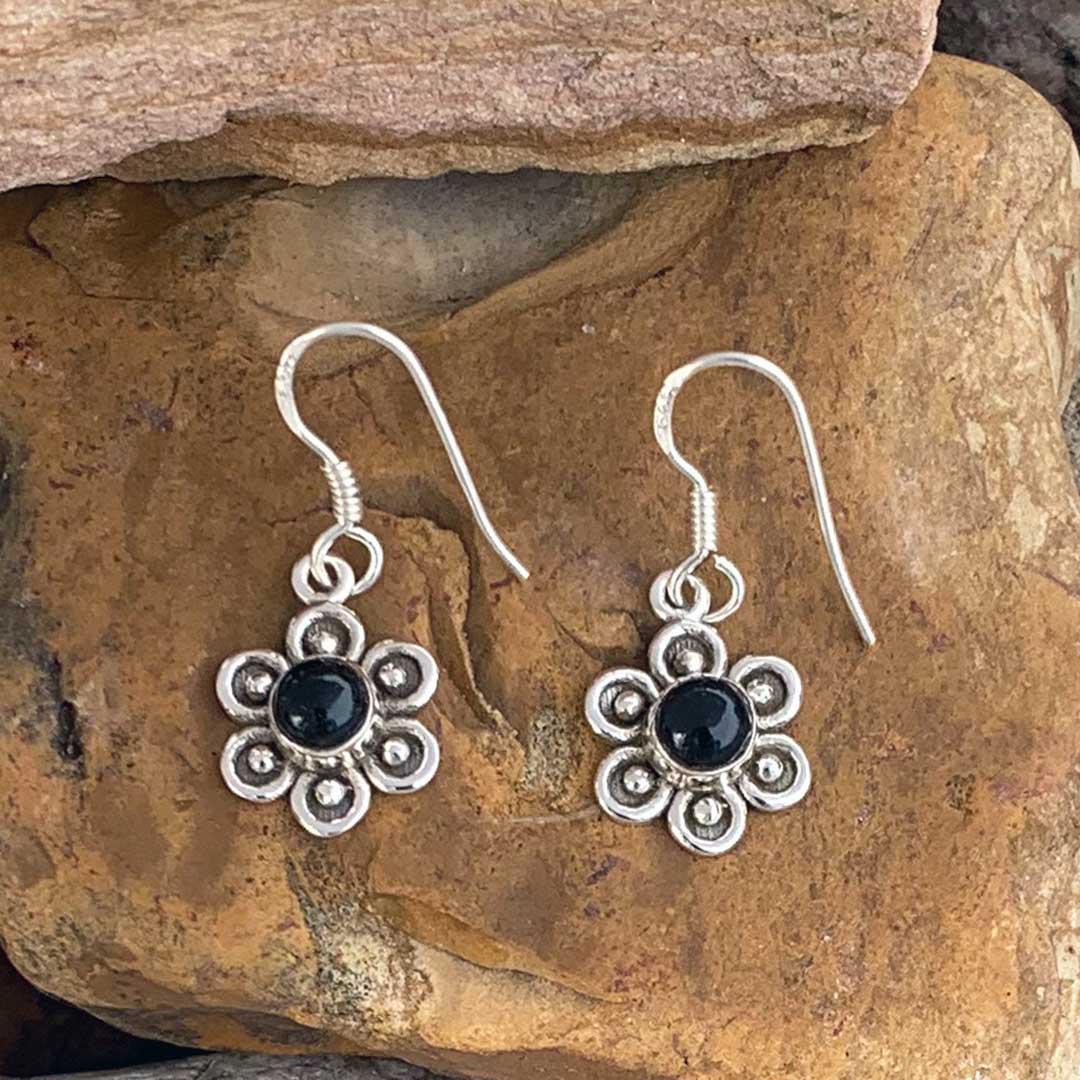 Black Onyx Flower Earrings - GLE-Good Living Essentials