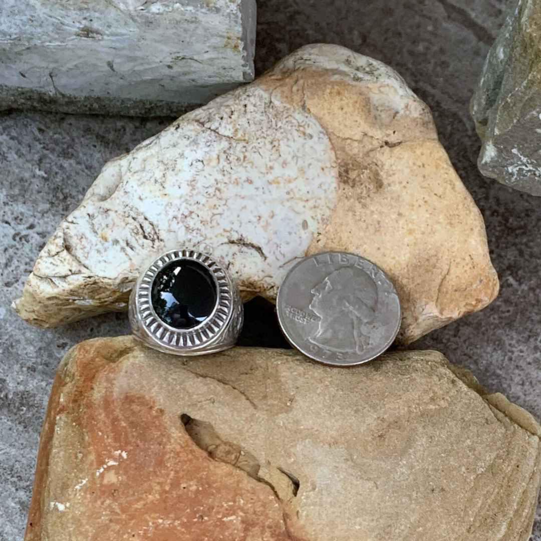 Black Onyx and Sterling Silver Statement Ring - GLE-Good Living Essentials