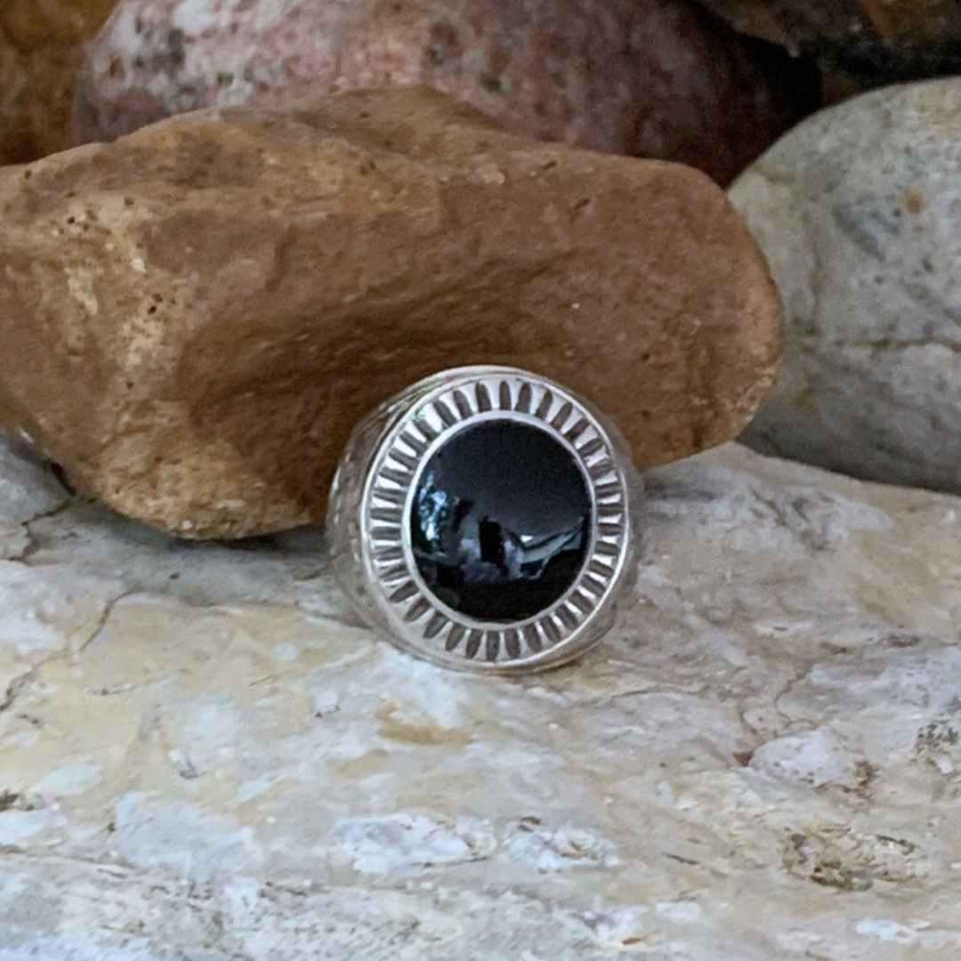 Black Onyx and Sterling Silver Statement Ring - GLE-Good Living Essentials