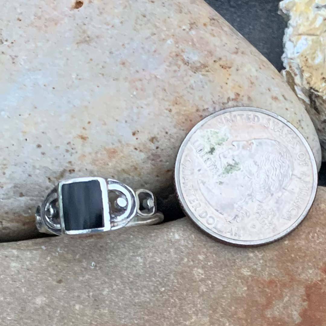 Sterling Silver Square Black Agate Ring - GLE-Good Living Essentials