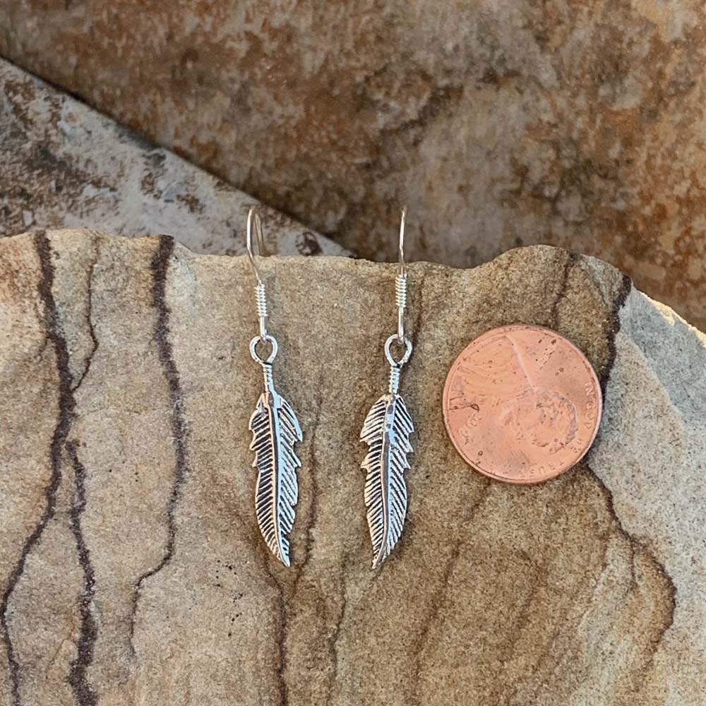 Silver Feather Dangle Earrings - GLE-Good Living Essentials