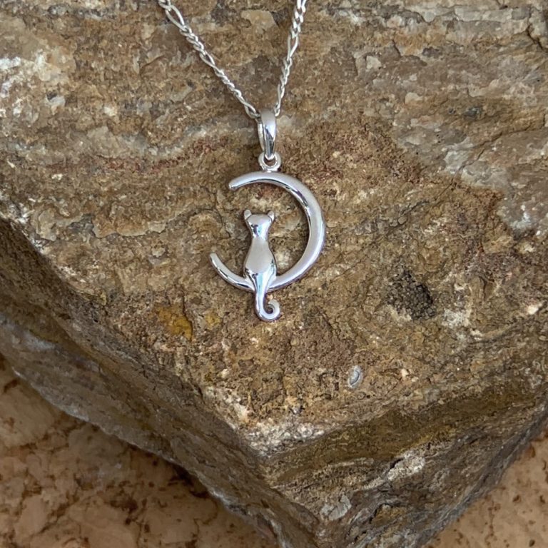 Sterling Cat Moon Pendant - GLE-Good Living Essentials