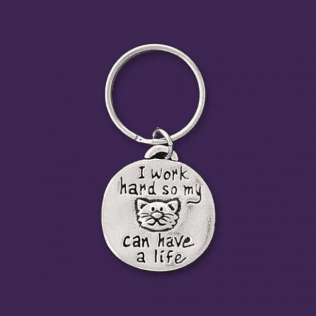 Funny Cat Pewter Keychain - GLE-Good Living Essentials