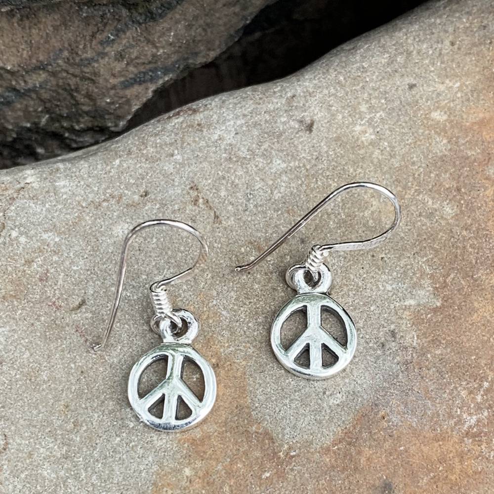 Silver Peace Sign Earrings - GLE-Good Living Essentials
