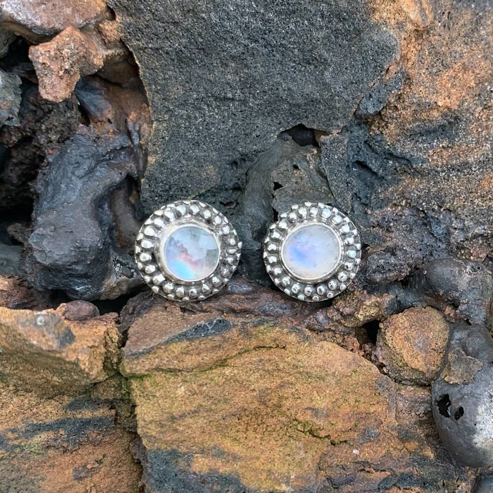 Rainbow Moonstone Stud Earrings - GLE-Good Living Essentials