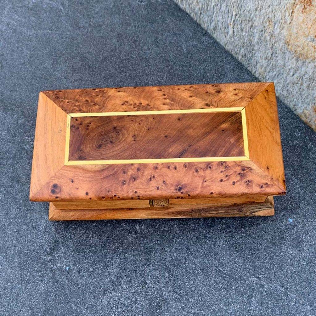 Moroccan Small Thuya Wood Sliding Box - GLE-Good Living Essentials