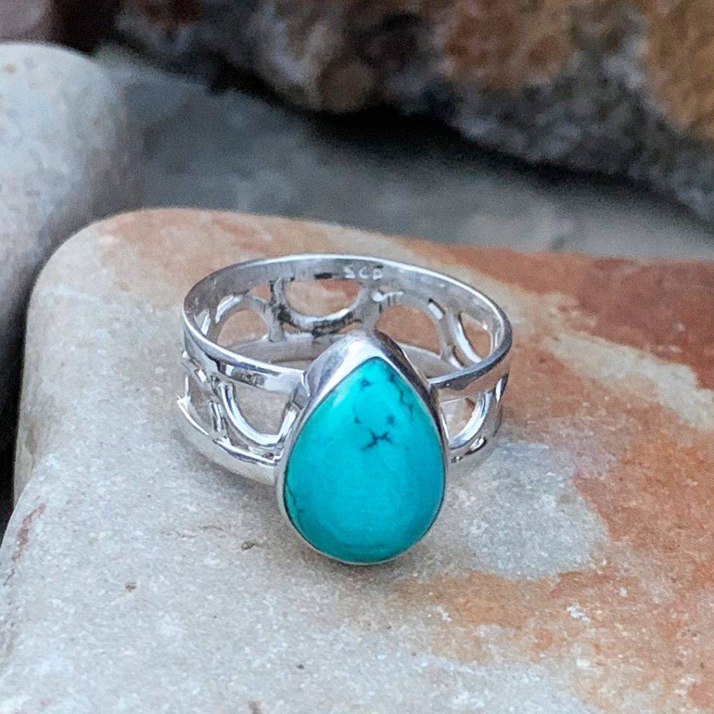 Teardrop Turquoise Sterling Ring - GLE-Good Living Essentials