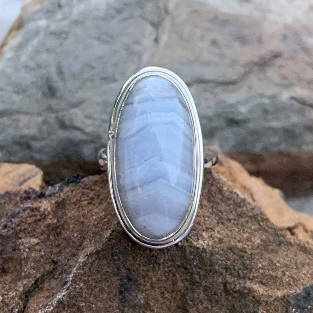 Blue-Lace Agate Silver Ring - GLE-Good Living Essentials