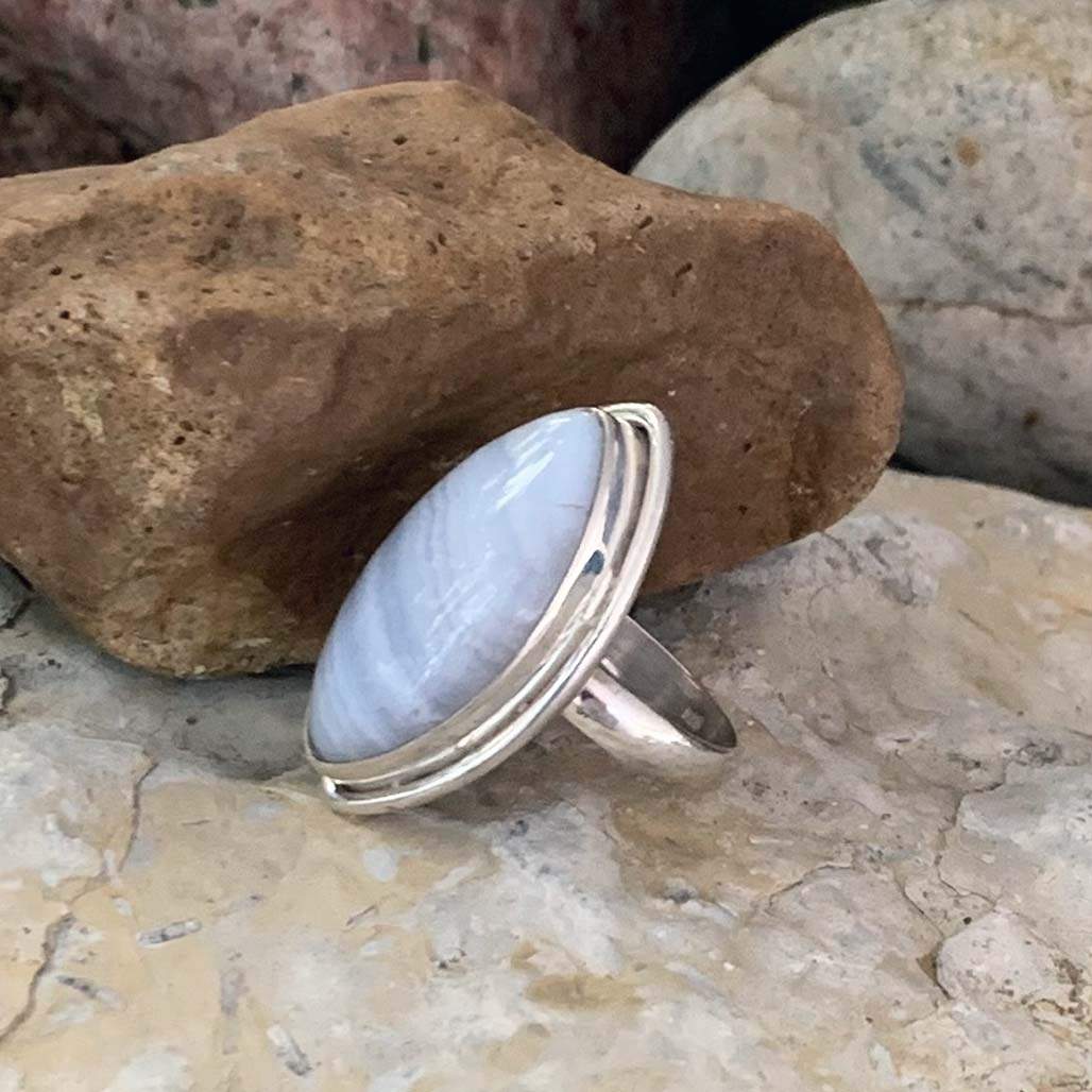 Blue-Lace Agate Sterling Ring - GLE-Good Living Essentials