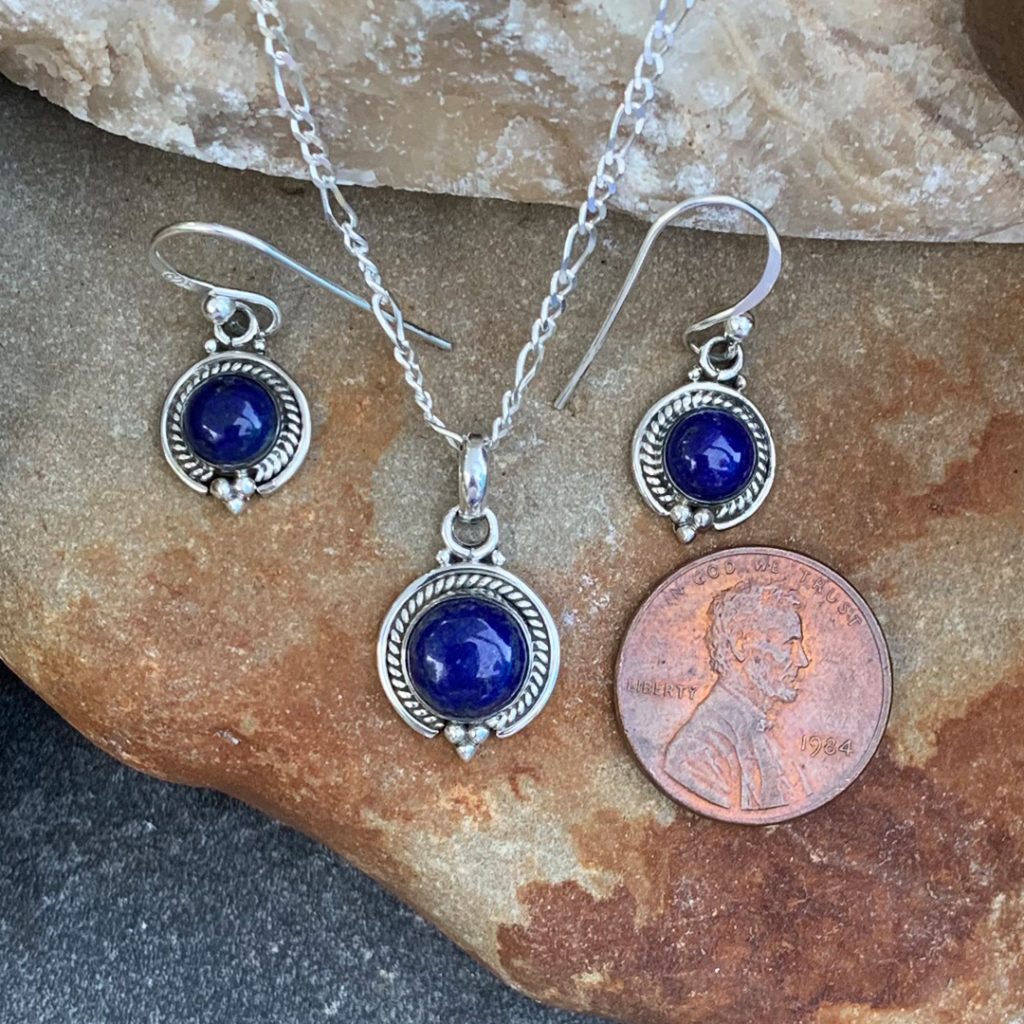 Round Lapis & Sterling Set - GLE-Good Living Essentials