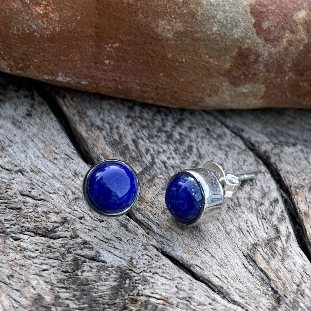 Simple Round Lapis Studs - GLE-Good Living Essentials