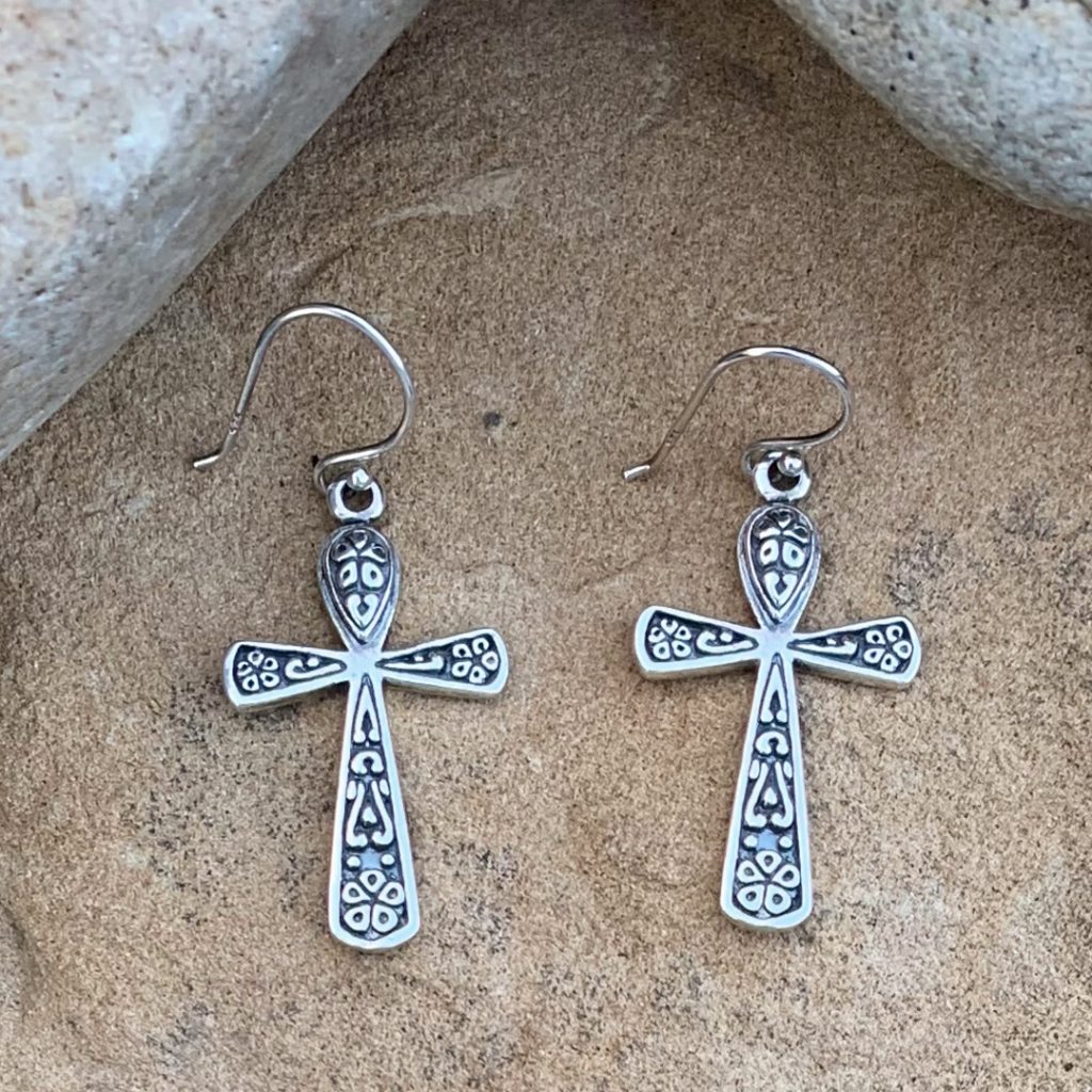 Antiqued Sterling Ankh Earrings - GLE-Good Living Essentials