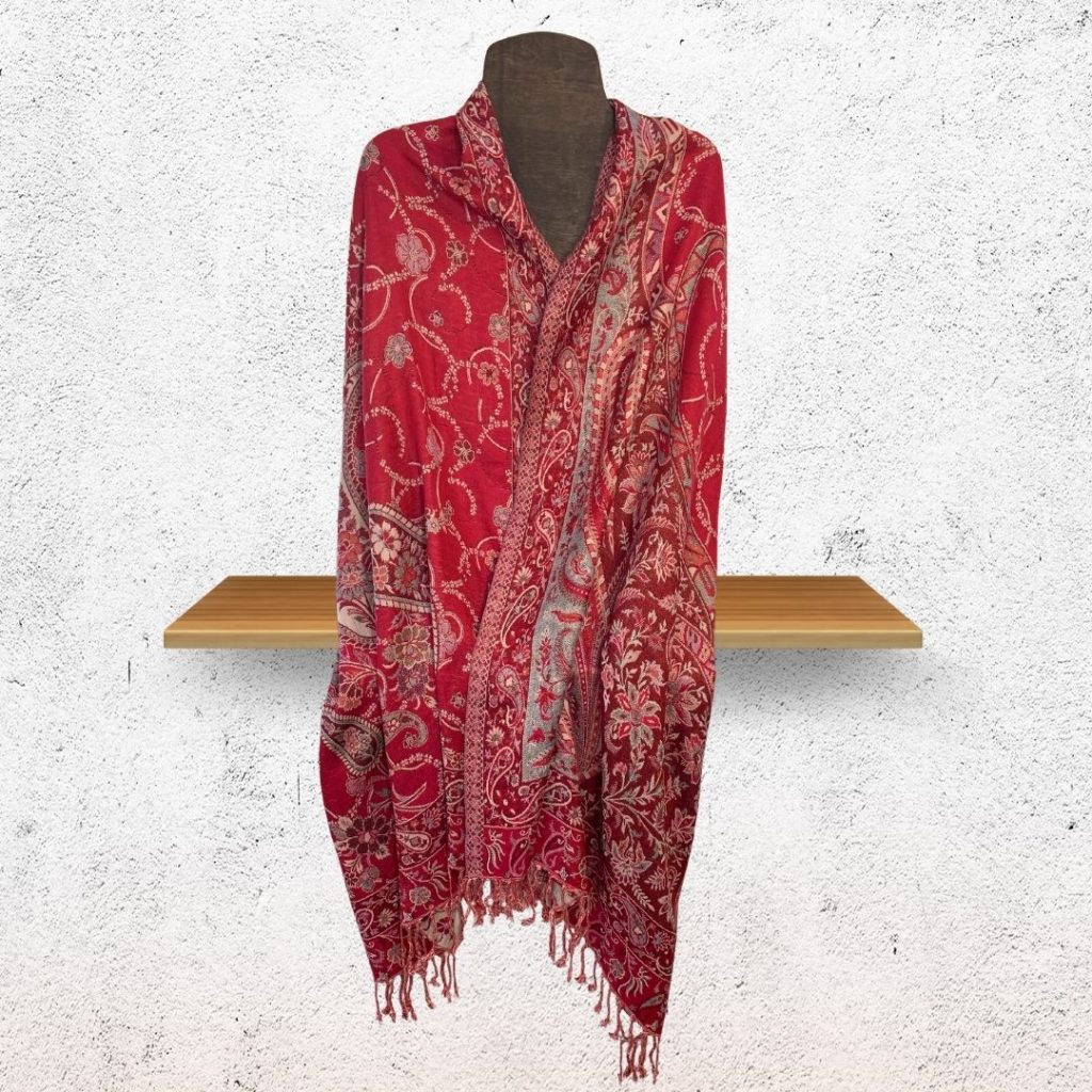 Berry Red Paisley Shawl-Scarf - GLE-Good Living Essentials