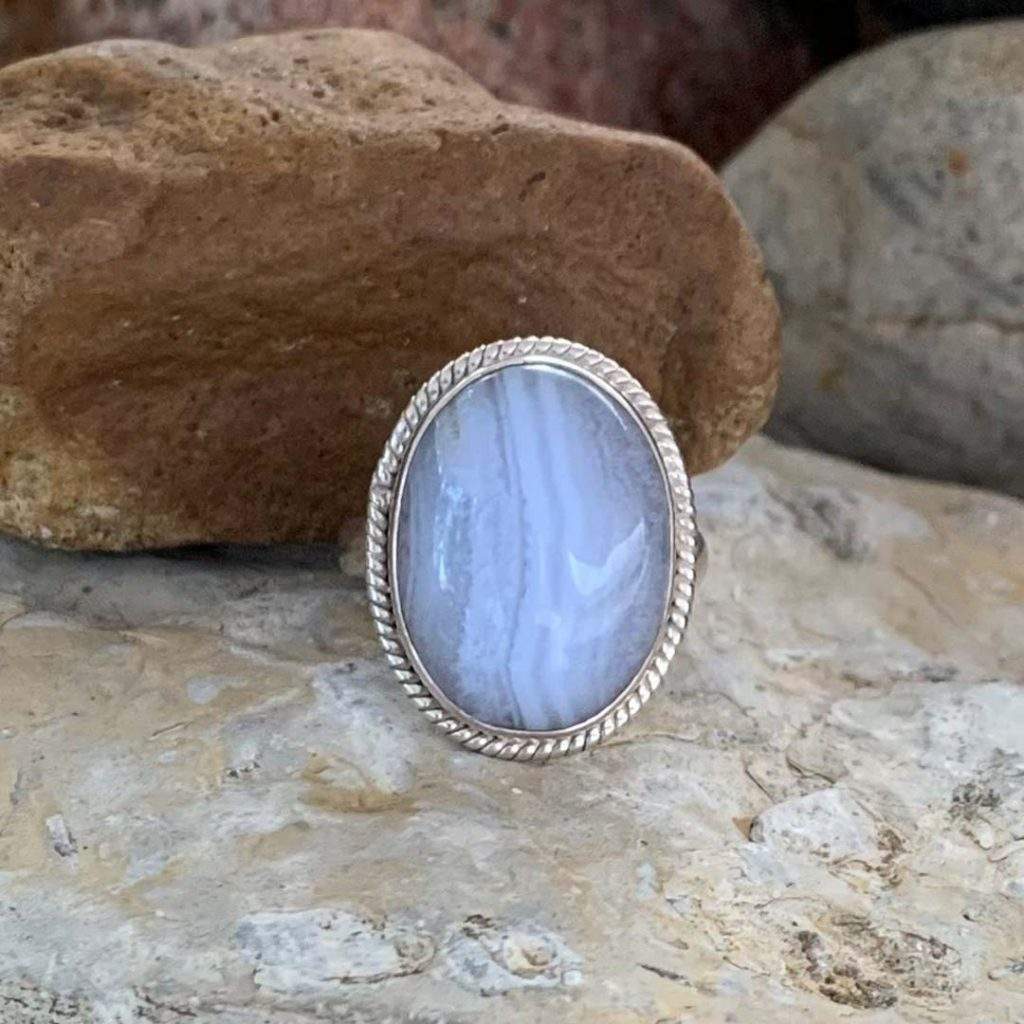 Blue Lace Agate Oval-Ring - GLE-Good Living Essentials
