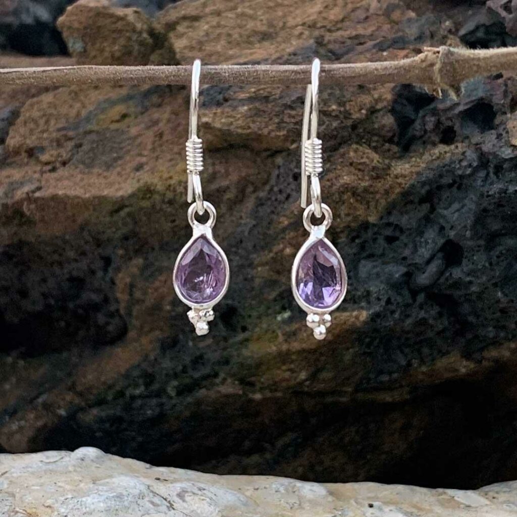 Petite Amethyst Teardrop Earrings - GLE-Good Living Essentials