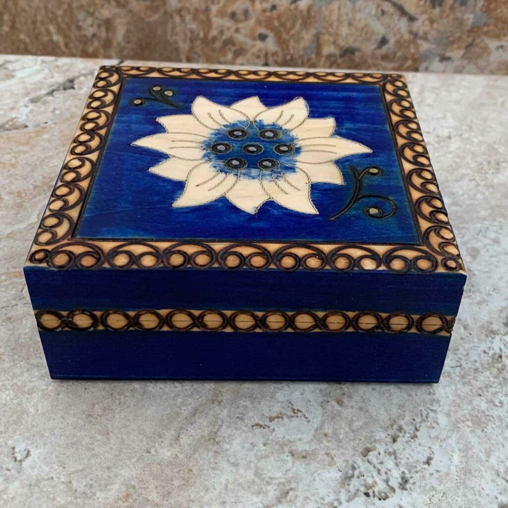 Handcrafted Indigo Floral Box - GLE-Good Living Essentials