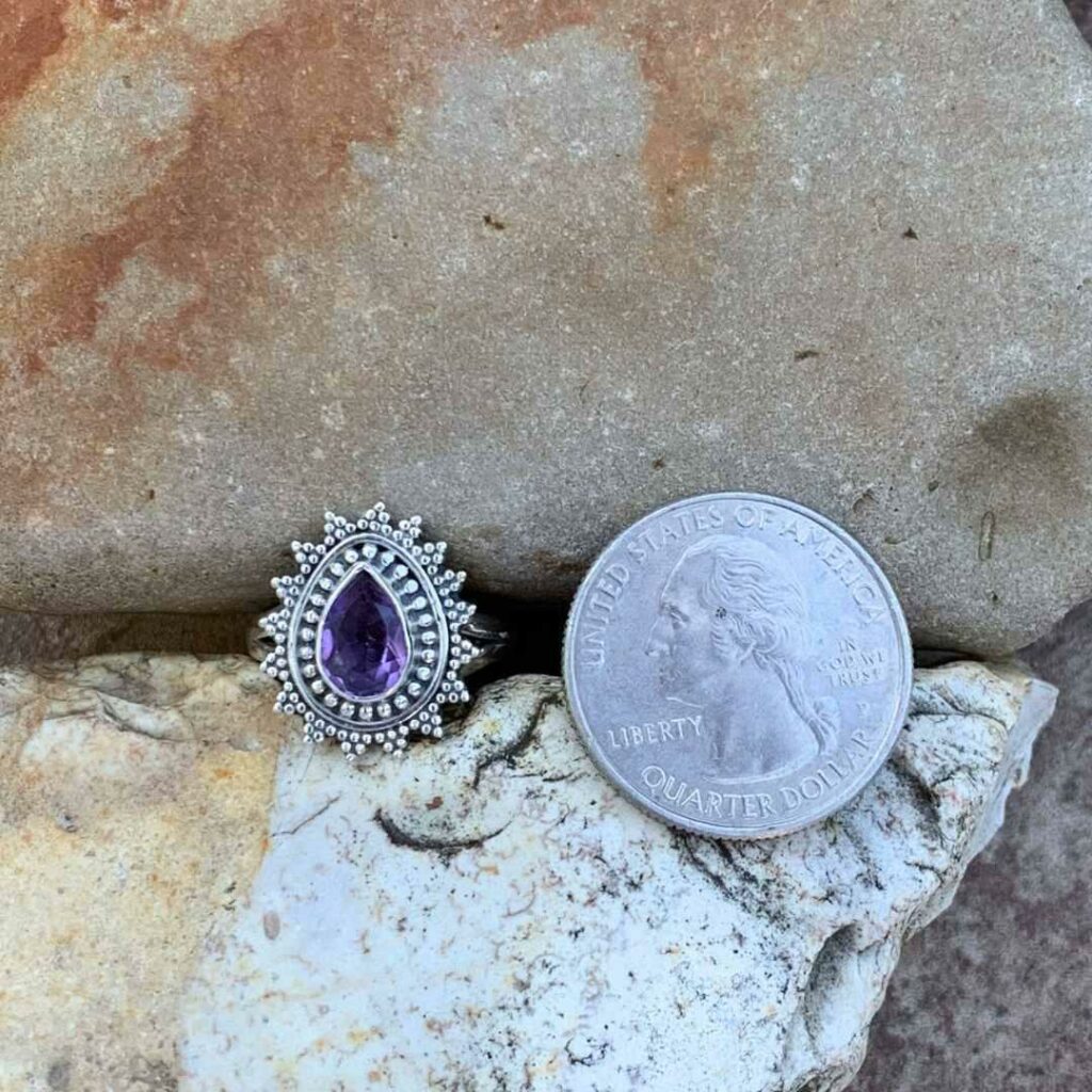 Teardrop Amethyst Sterling Ring - GLE-Good Living Essentials