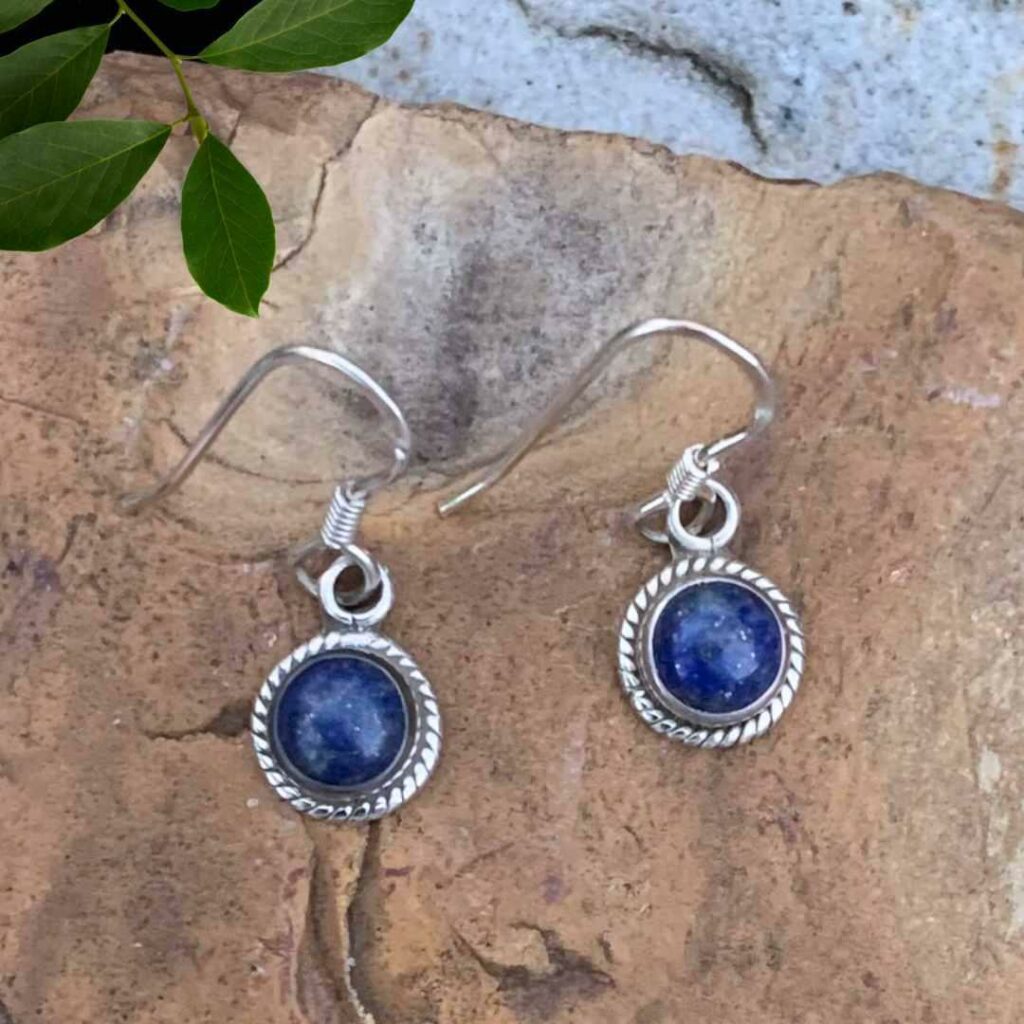 Round Lapis Sterling Earrings - GLE-Good Living Essentials