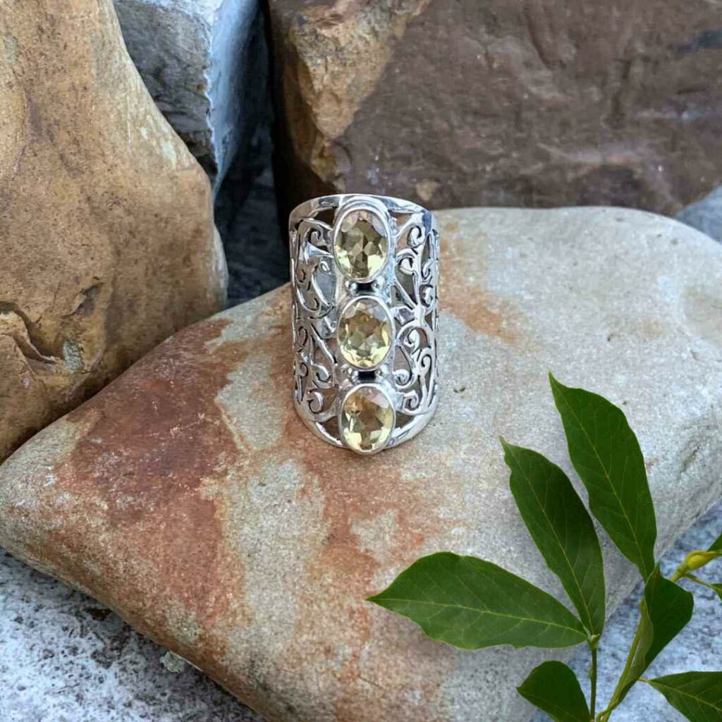Sterling Triple Citrine Ring - GLE-Good Living Essentials