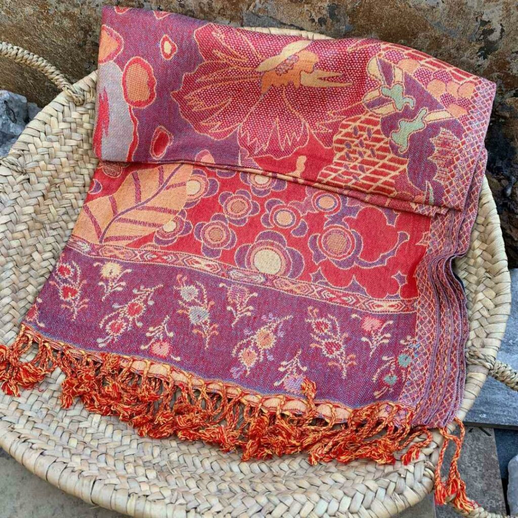 Contemporary Saffron and Red Scarf/Shawl - GLE-Good Living Essentials