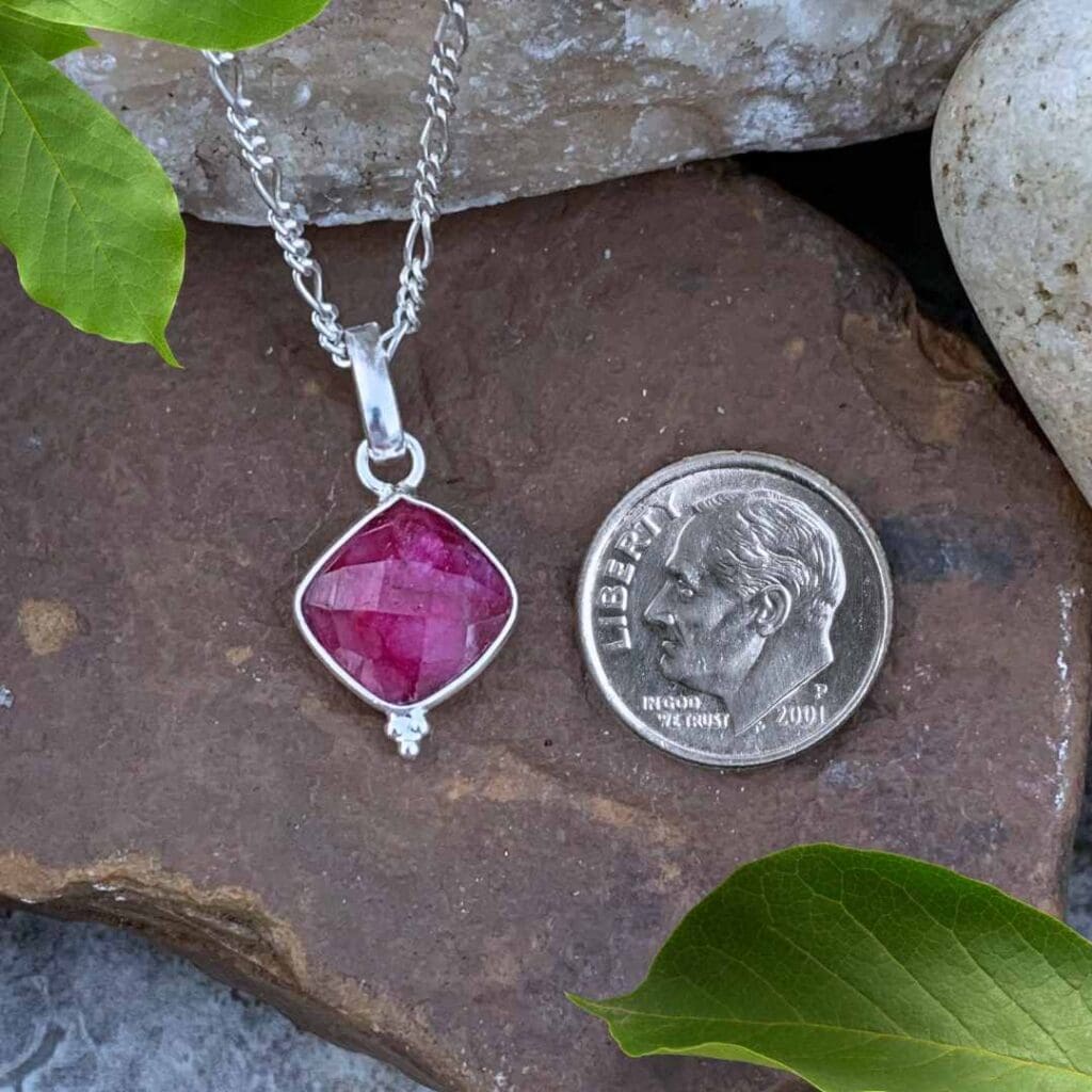 Petite Faceted Ruby and Sterling Silver Pendant - GLE-Good Living ...