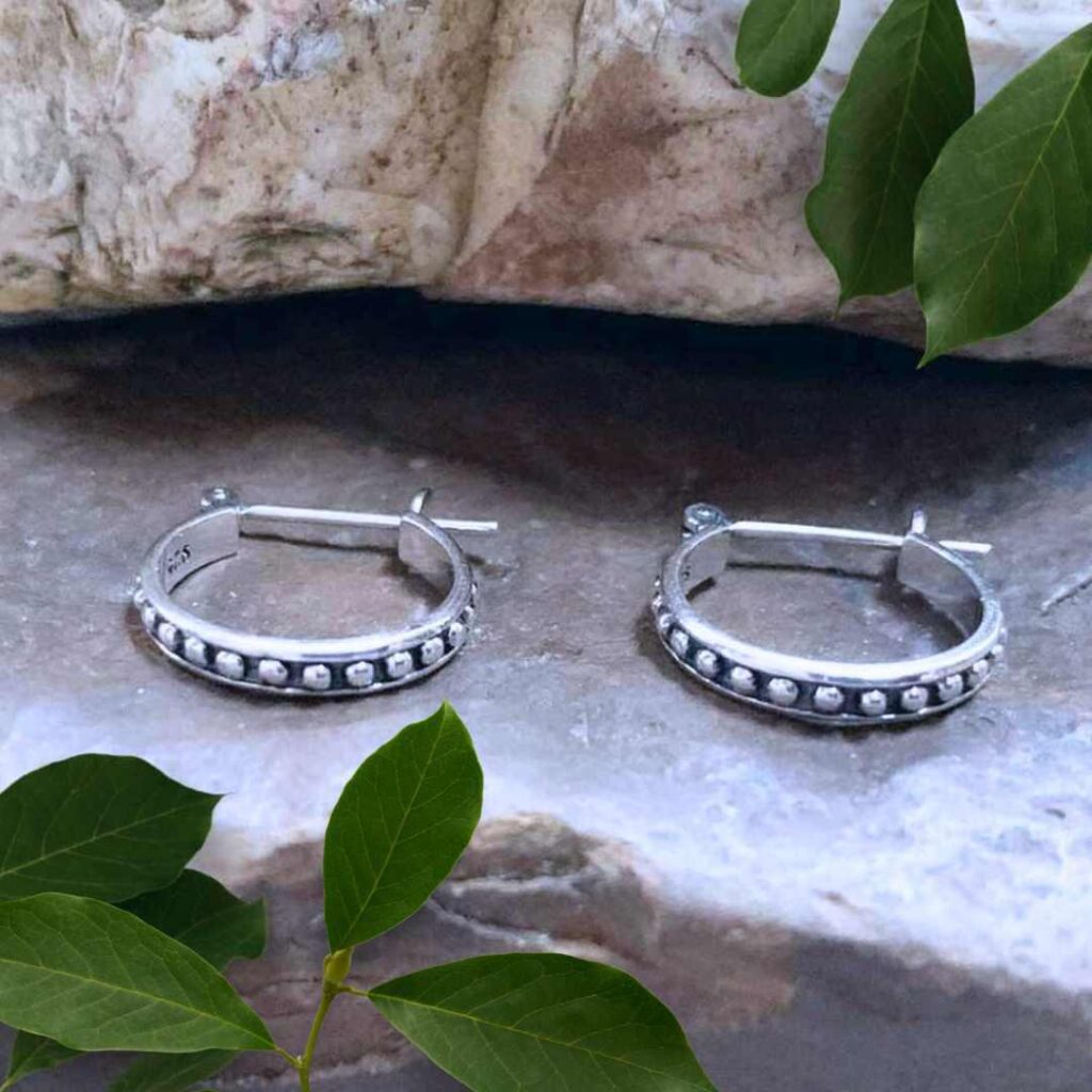 Sterling Silver Dotted Click Hoop Earrings - GLE-Good Living Essentials