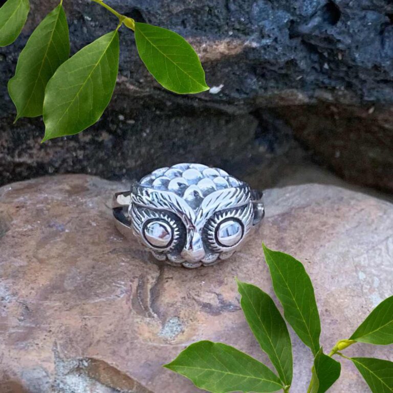 Sterling Silver Wise Owl Head Ring - GLE-Good Living Essentials