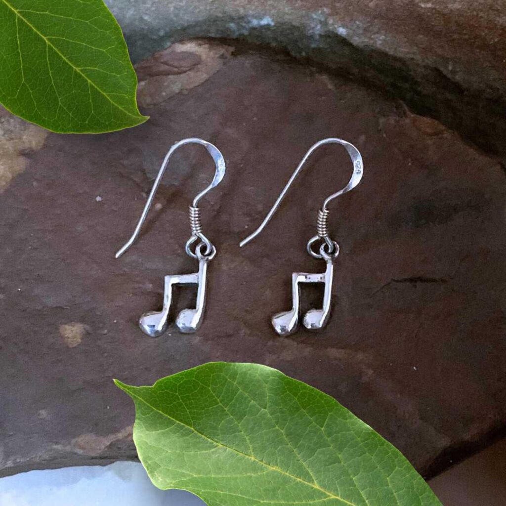 Dainty Sterling Silver Music Note Dangle Earrings - GLE-Good Living ...