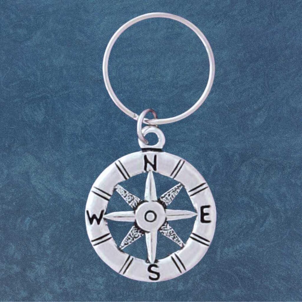 Pewter Traveler Compass Keychain - GLE-Good Living Essentials