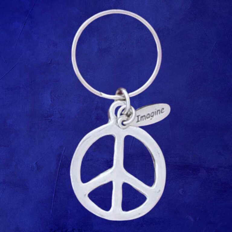 Pewter Peace Sign Keychain - GLE-Good Living Essentials