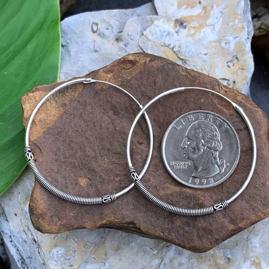 Large Sterling Silver Wrapped Bali Hoop Earrings - GLE-Good Living ...