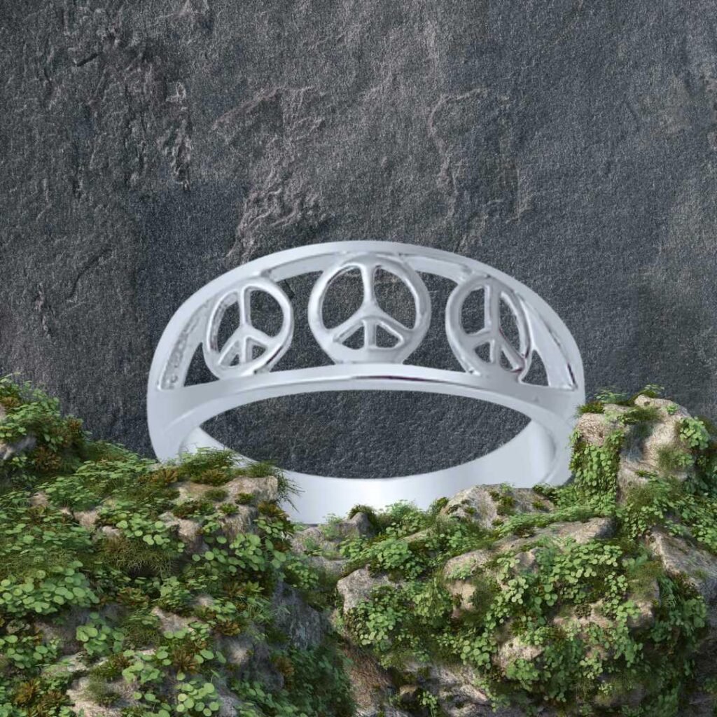 Sterling Silver Triple Peace Sign Ring - GLE-Good Living Essentials