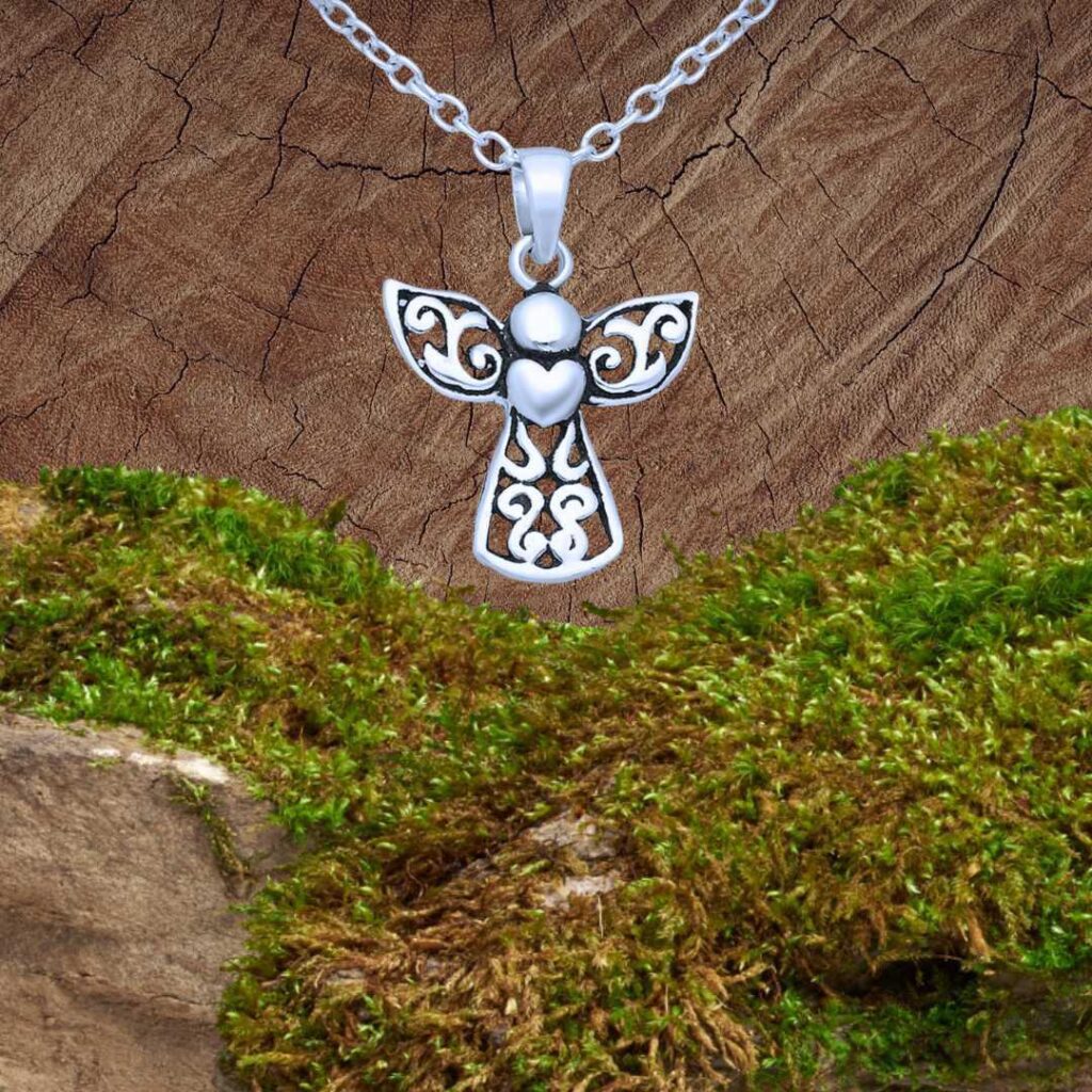 Petite Sterling Silver Angel Heart Pendant - GLE-Good Living Essentials