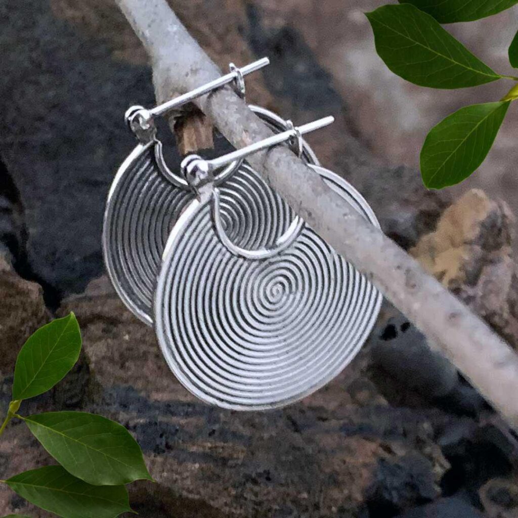 Sterling Silver Tribal Spiral Hoop Earrings - GLE-Good Living Essentials