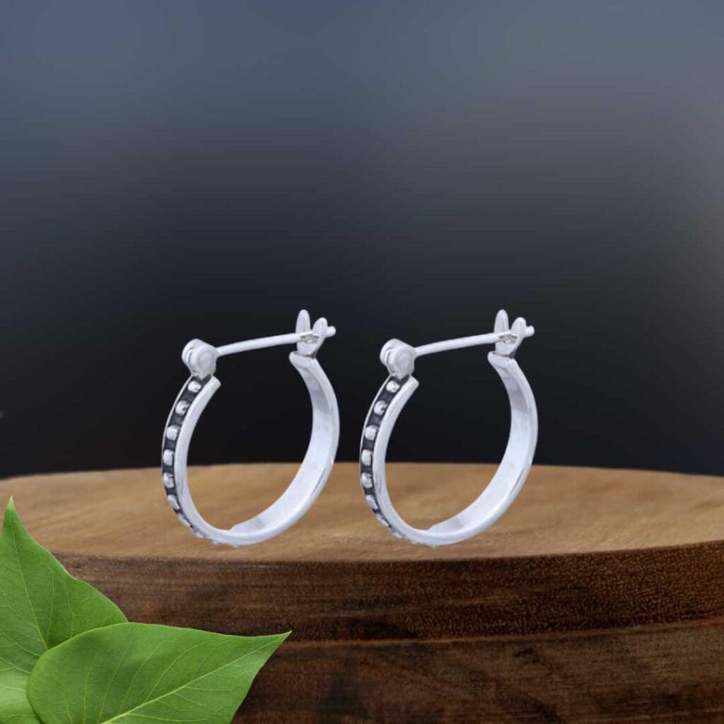 Sterling Silver Dotted Click Hoop Earrings - GLE-Good Living Essentials